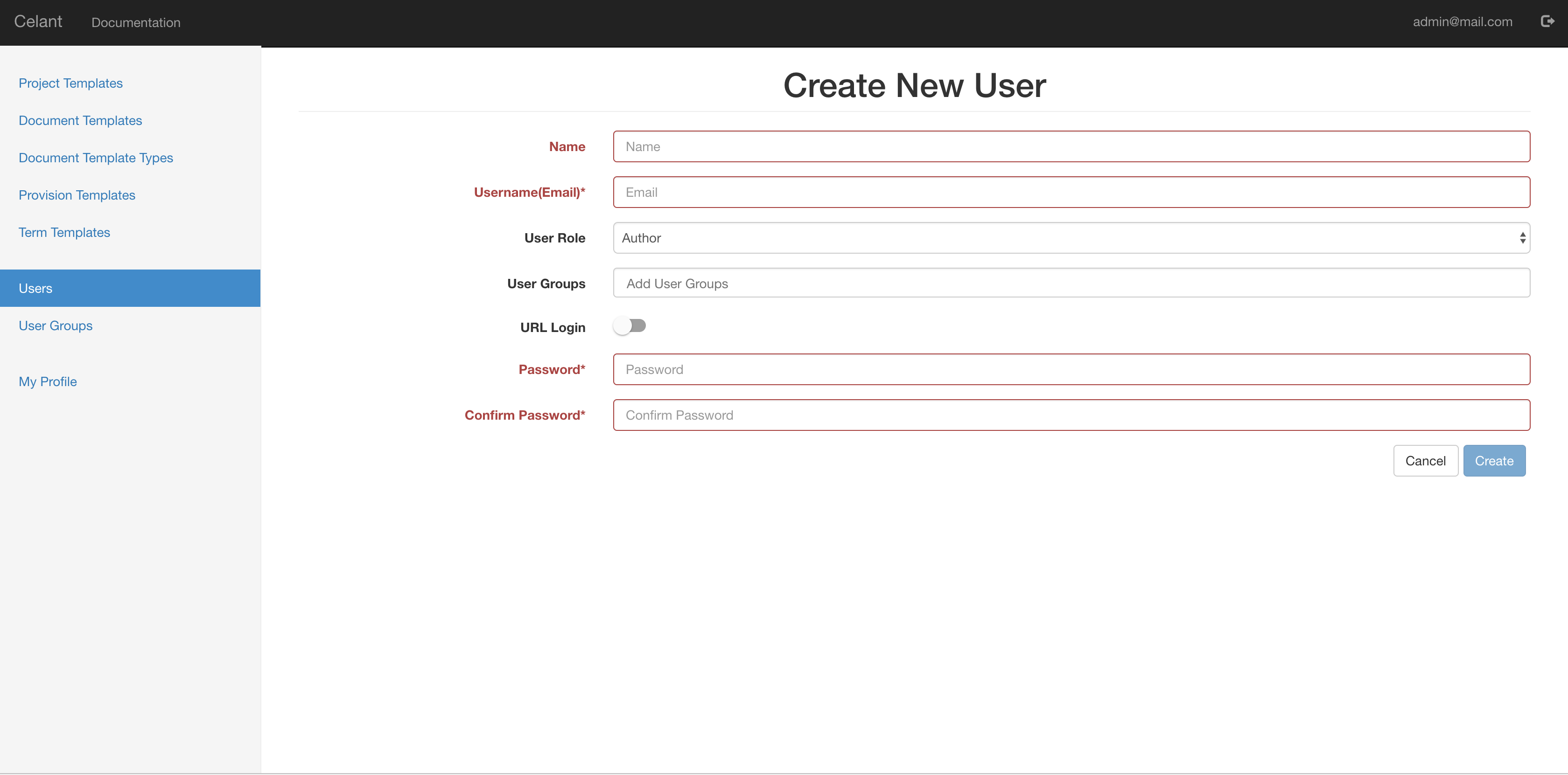 Celant Documentation: Admin